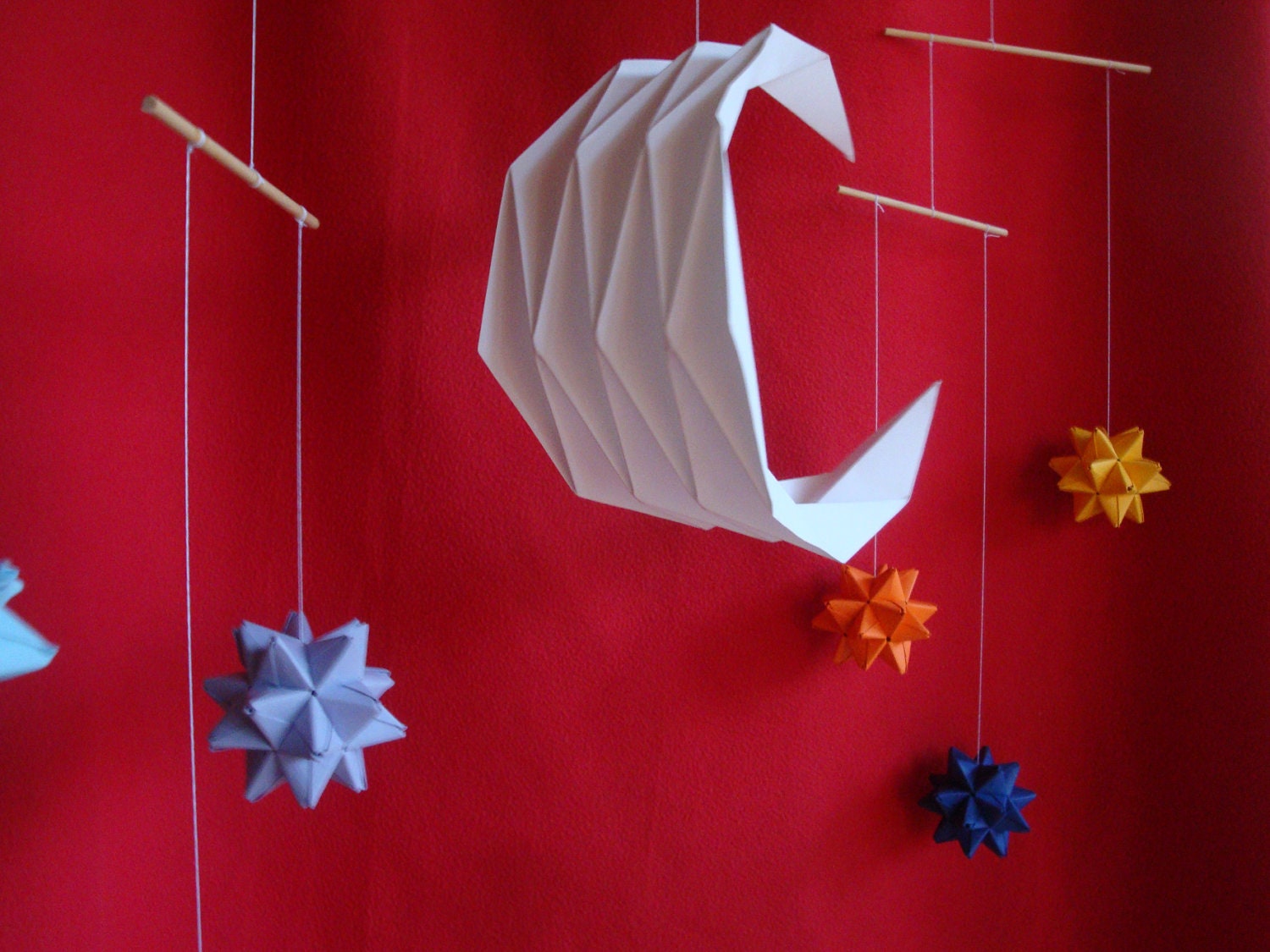 Origami Mobile - Moon With Six Stars - Etsy
