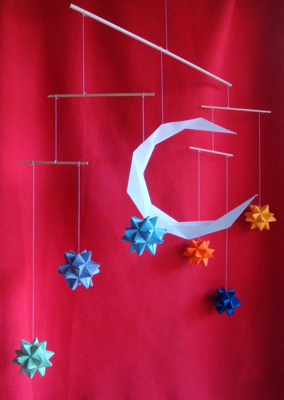 Origami Mobile - Moon With Six Stars - Etsy