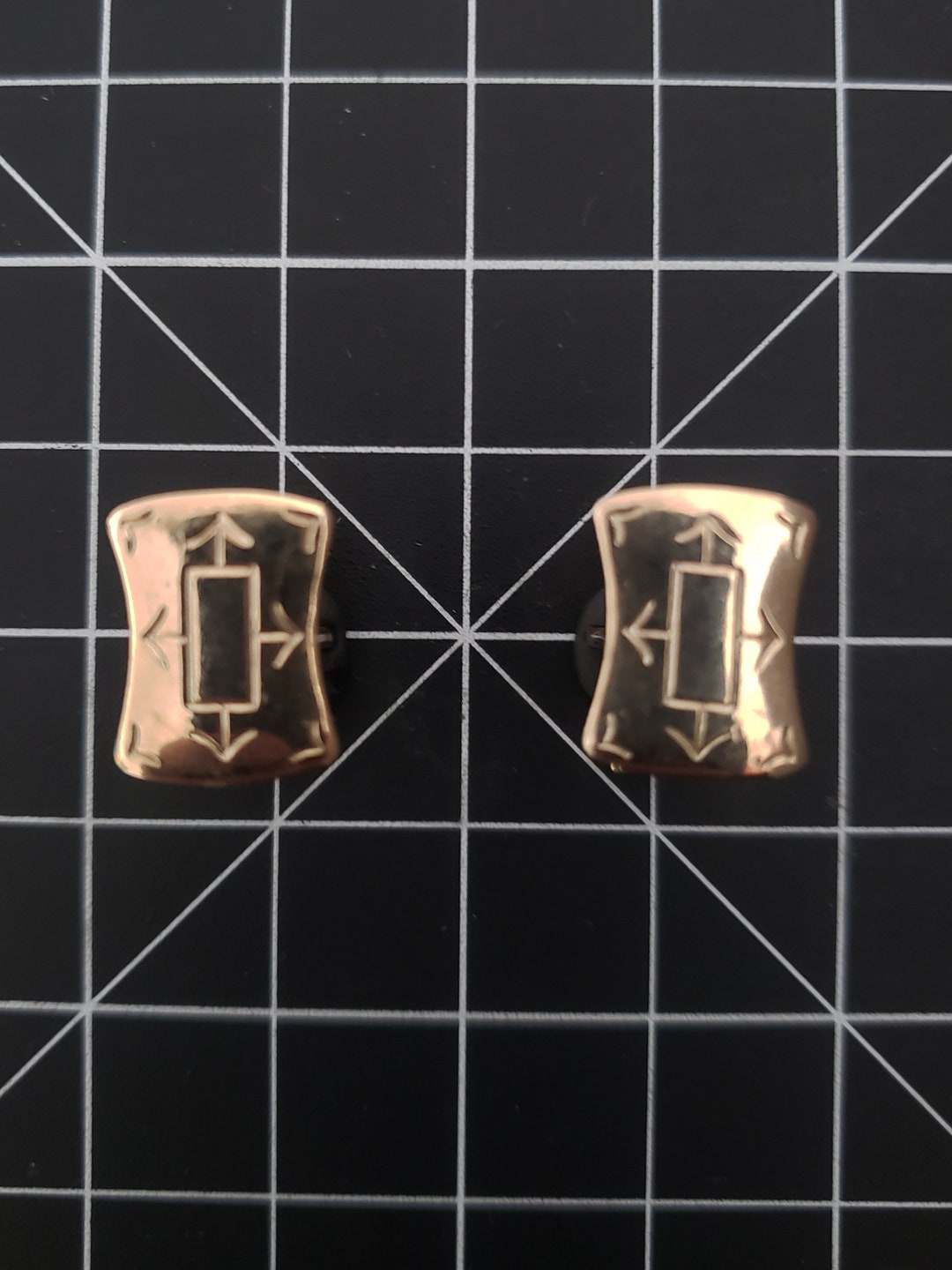 1950s Gold Tone Southwest Arrows Cuff Links 50s Vintage Gold Tone ...