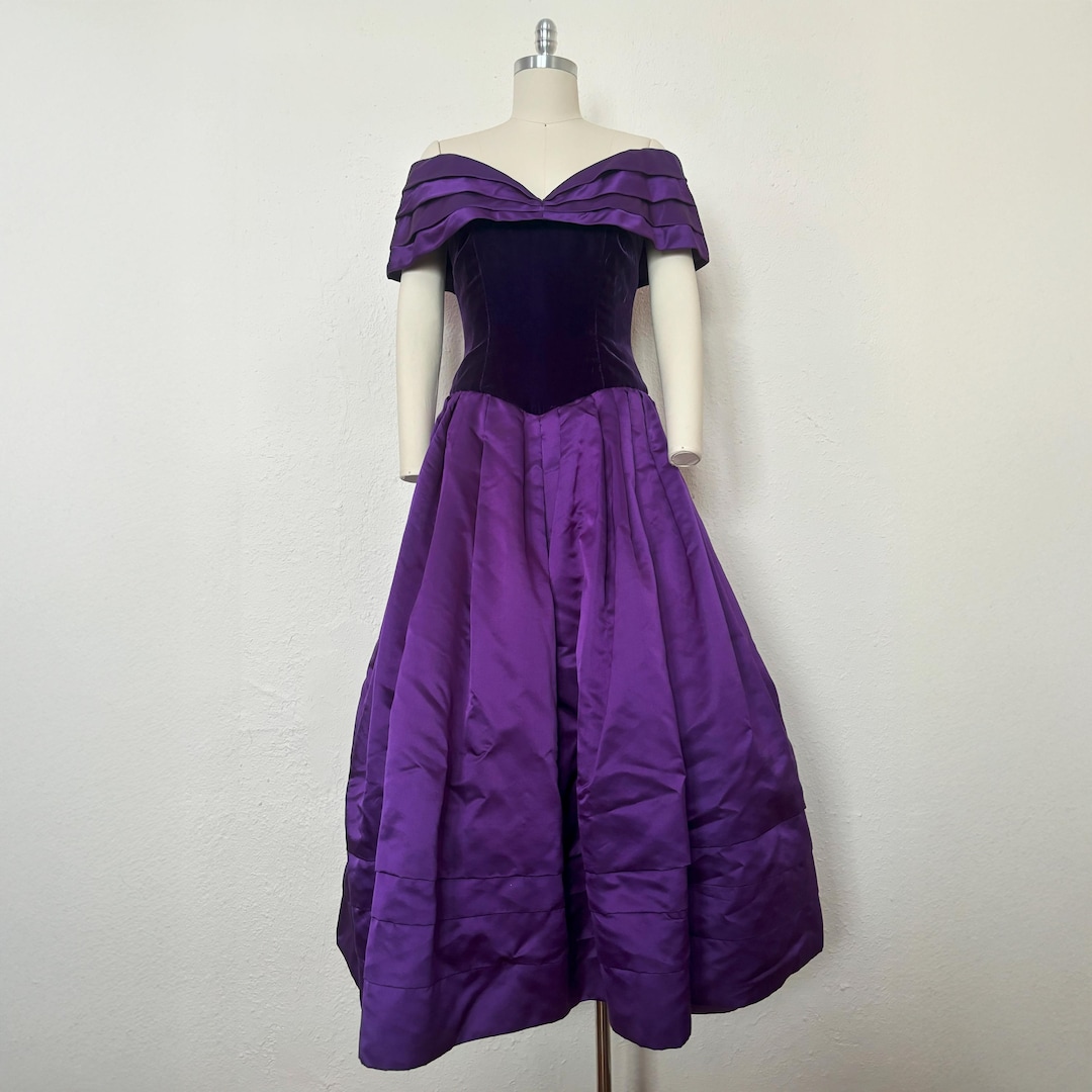 1980s Scassi Purple Velvet and Satin Ball Gown, Small to Medium | 80s ...