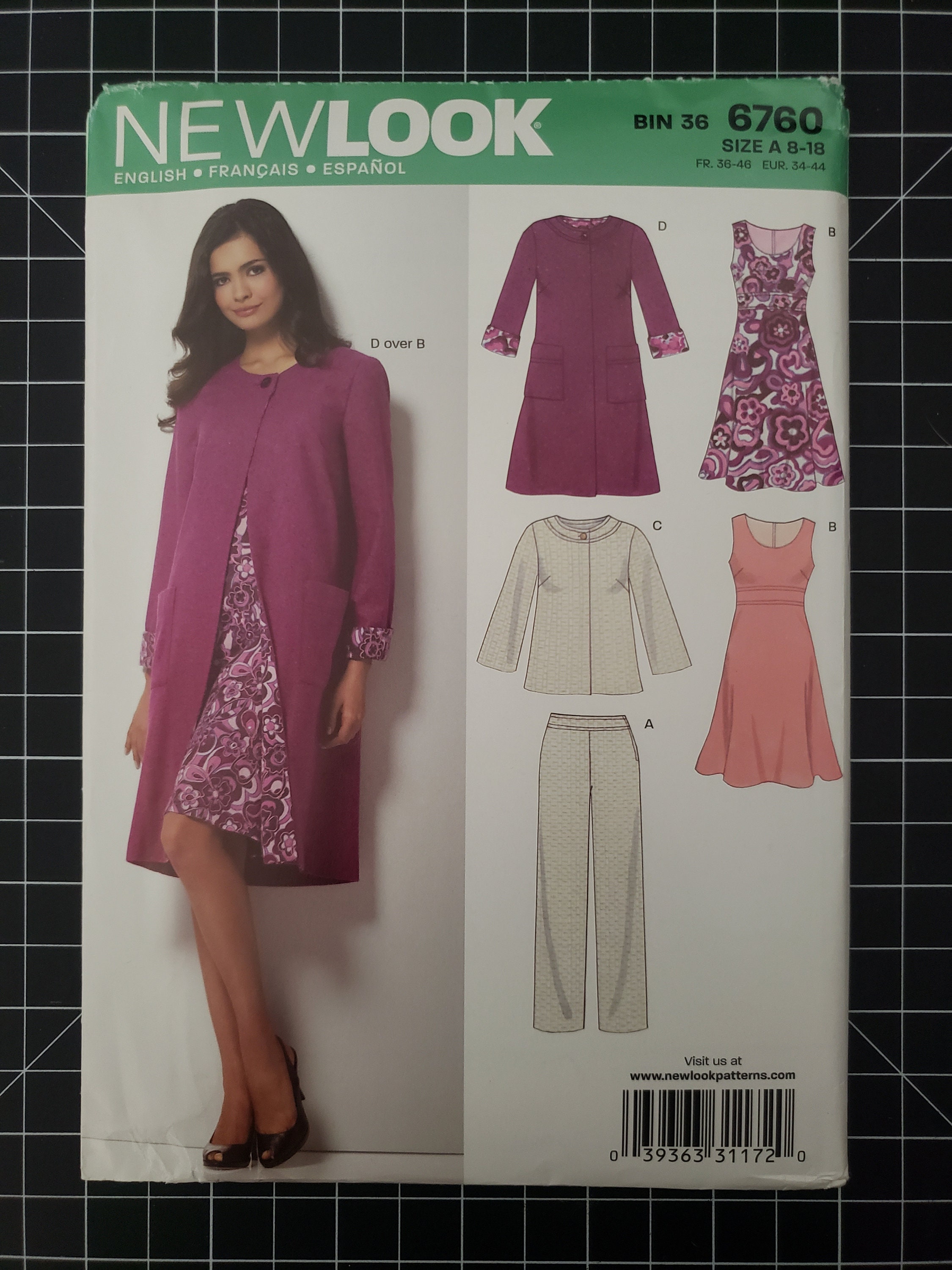 Uncut New Look 6760 Wardrobe Pattern, Sizes 8-10-12-14-16-18, Factory ...