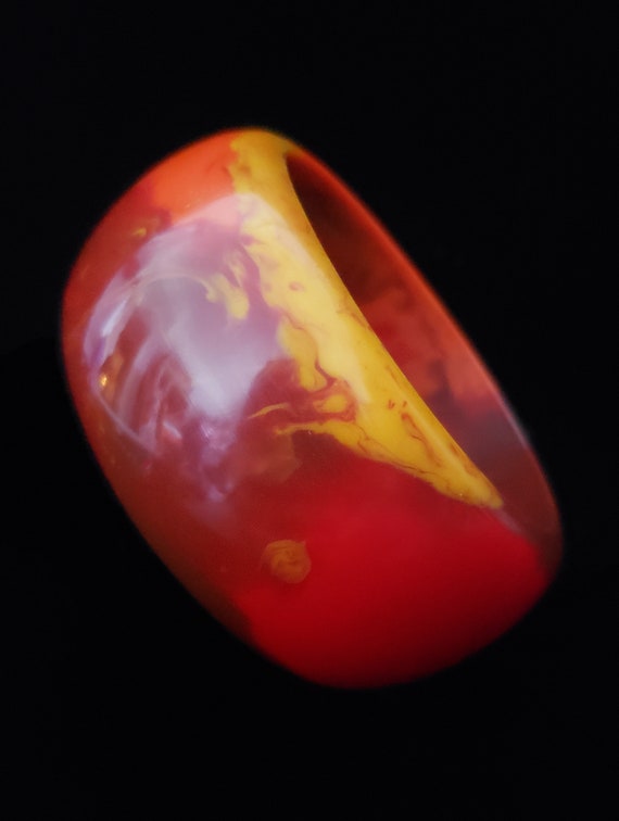 1970s Wide Marbled Plastic "End of Day" Bangle | 70s … - Gem