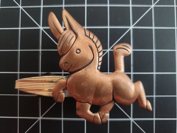 1960s Custom Novelty Copper Donkey Tie Clip | 60s Vin… - Gem