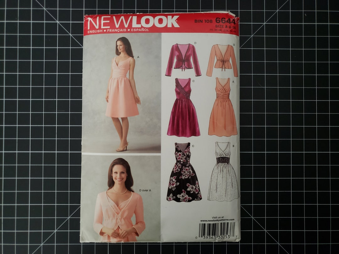Uncut New Look 6644 Retro Style Dress and Jacket Pattern, Sizes 8-10-12 ...