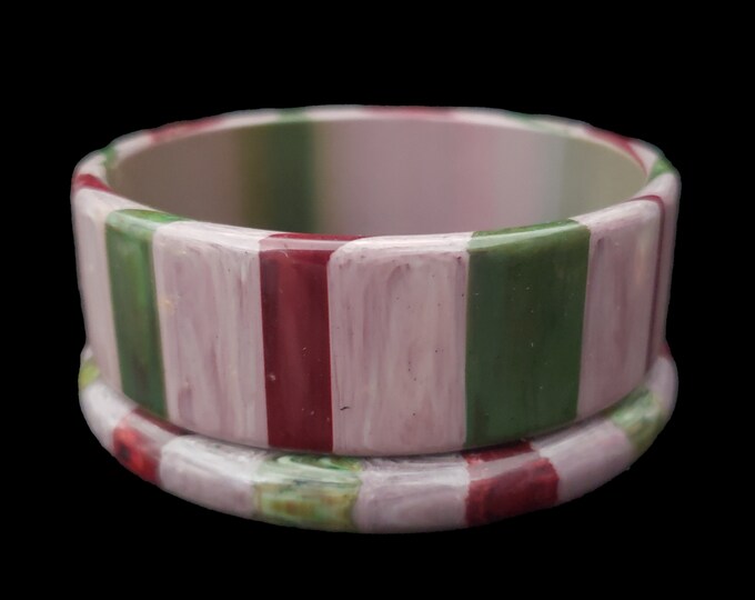 1970s Lea Stein Style Celluloid Acetate Two (2) Bangle Set | 70s Gray ...