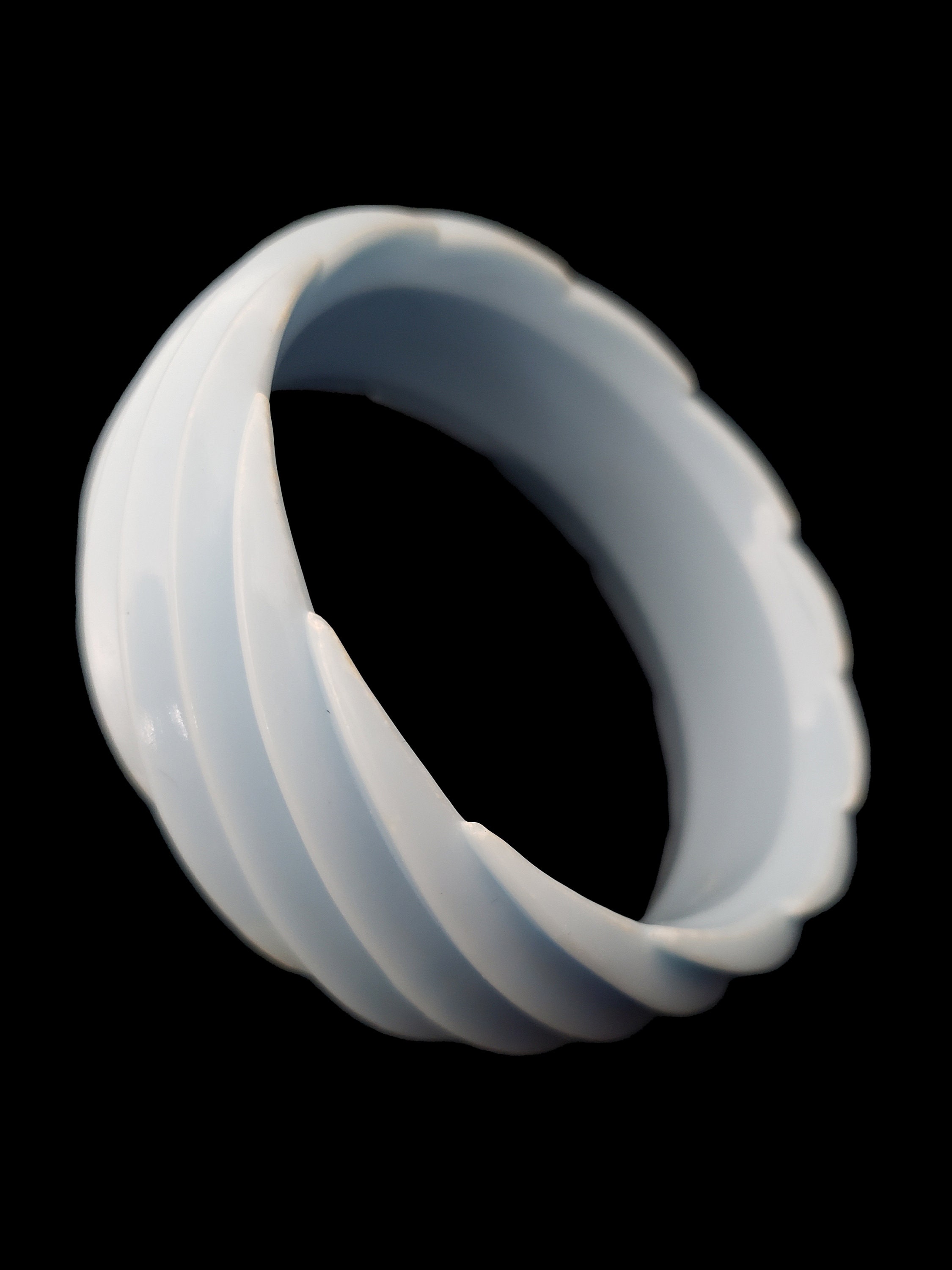 1980s Pale Blue and White Plastic Bangle Pair 80s Vintage Swirl and ...