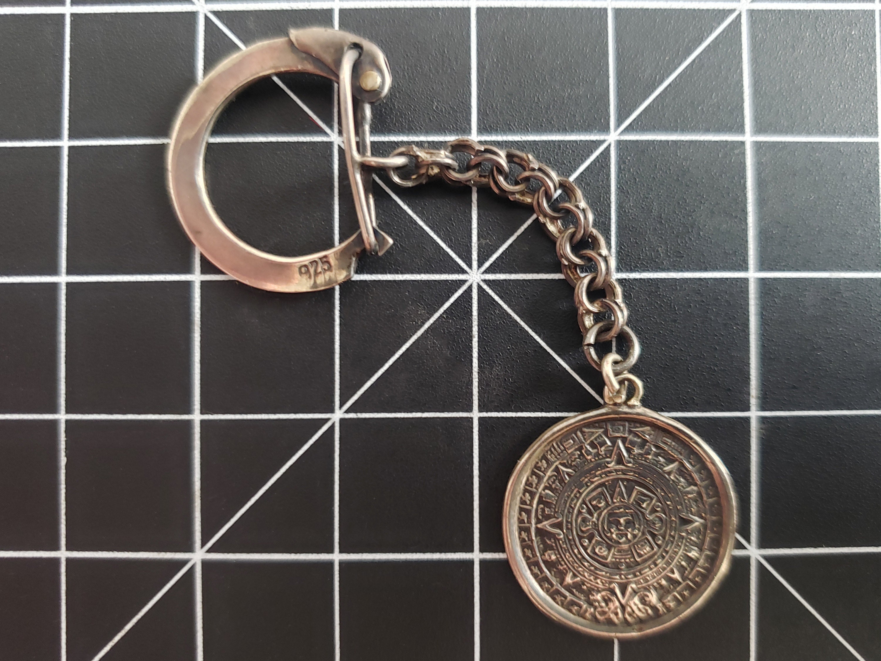 1950s Taxco Aztec Calendar Sterling Silver Keychain Stamped J Gomez 50s ...