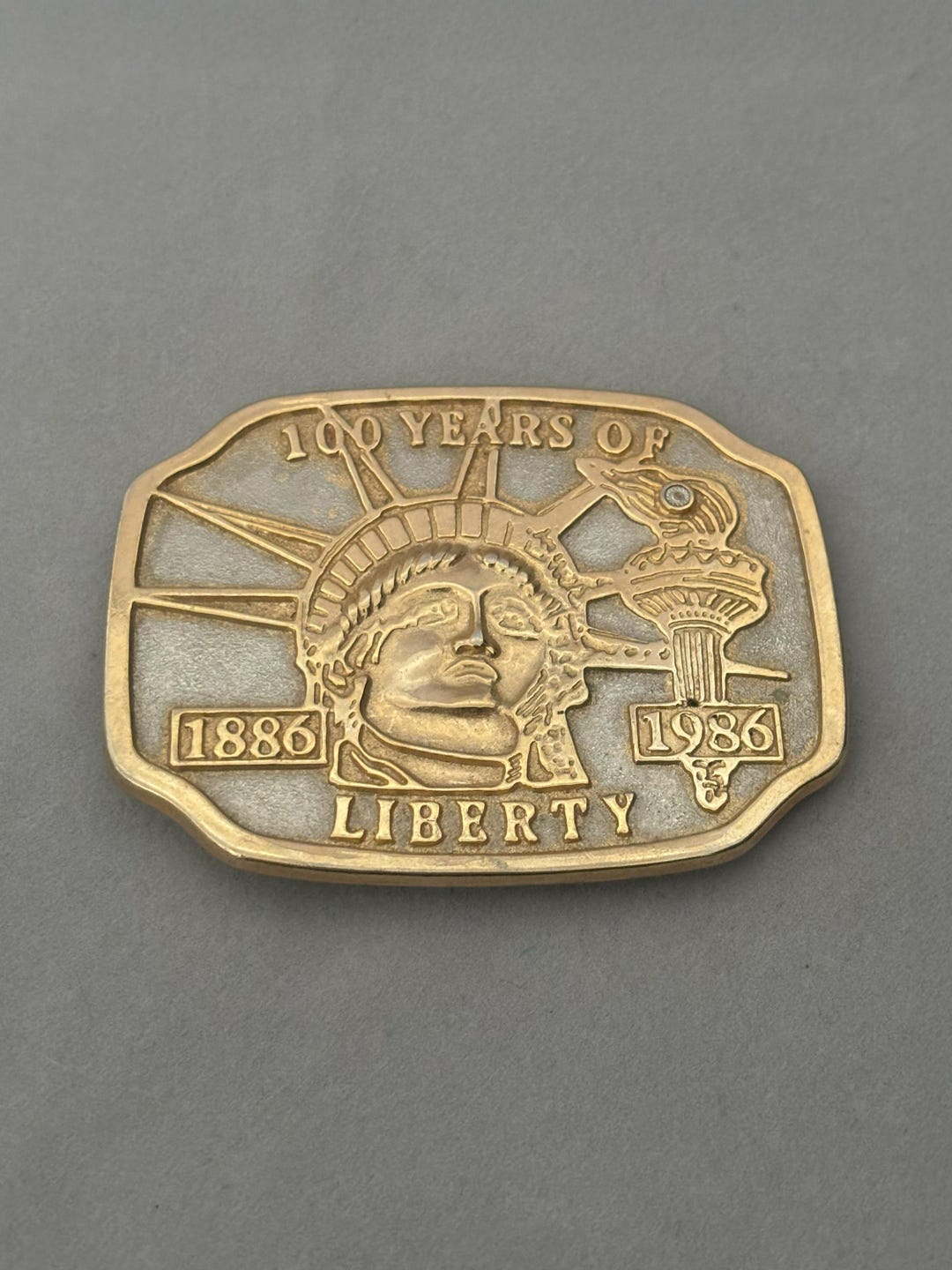 1980s Large Statue of Liberty Anniversary Belt Buckle | 80s Gold Tone ...