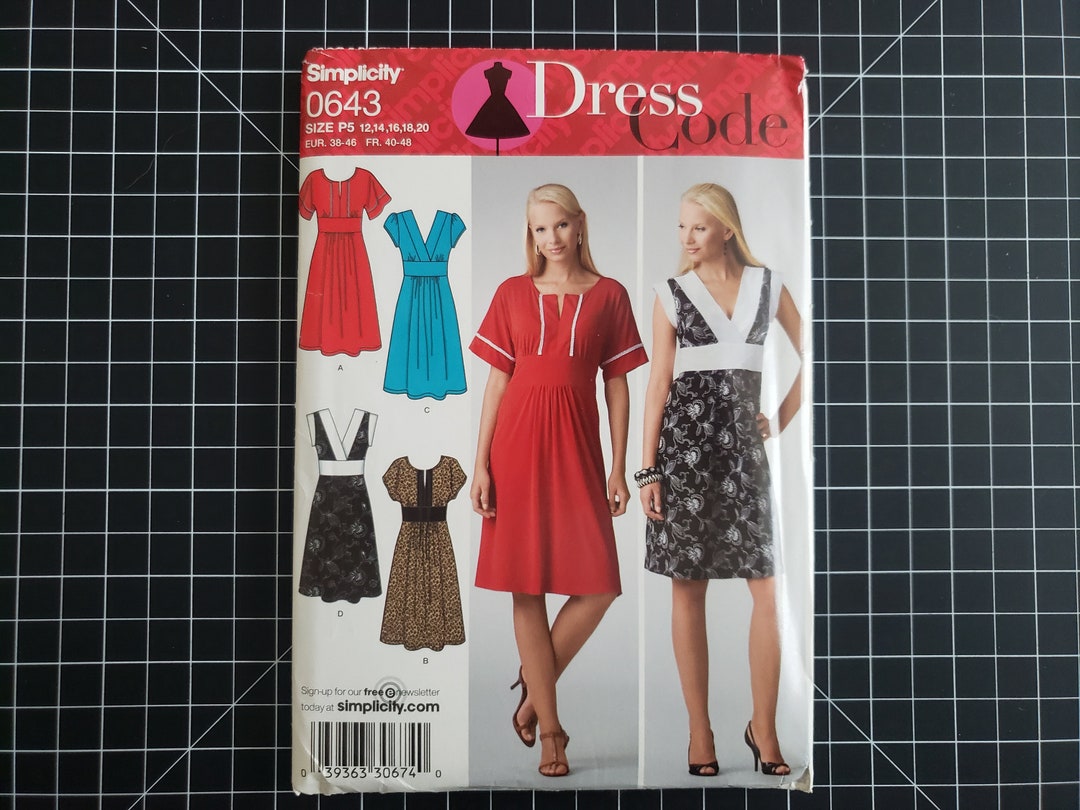 Uncut Simplicity 0643 Dress Code Dress Pattern, Sizes 12-14-16-18-20 ...