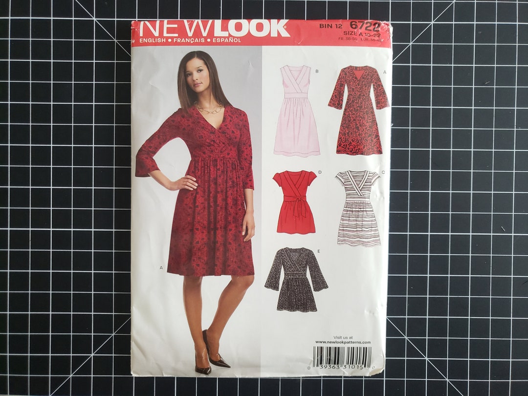 Uncut New Look 6722 Knit Top or Dress Pattern, Sizes 10-12-14-16-18-20 ...