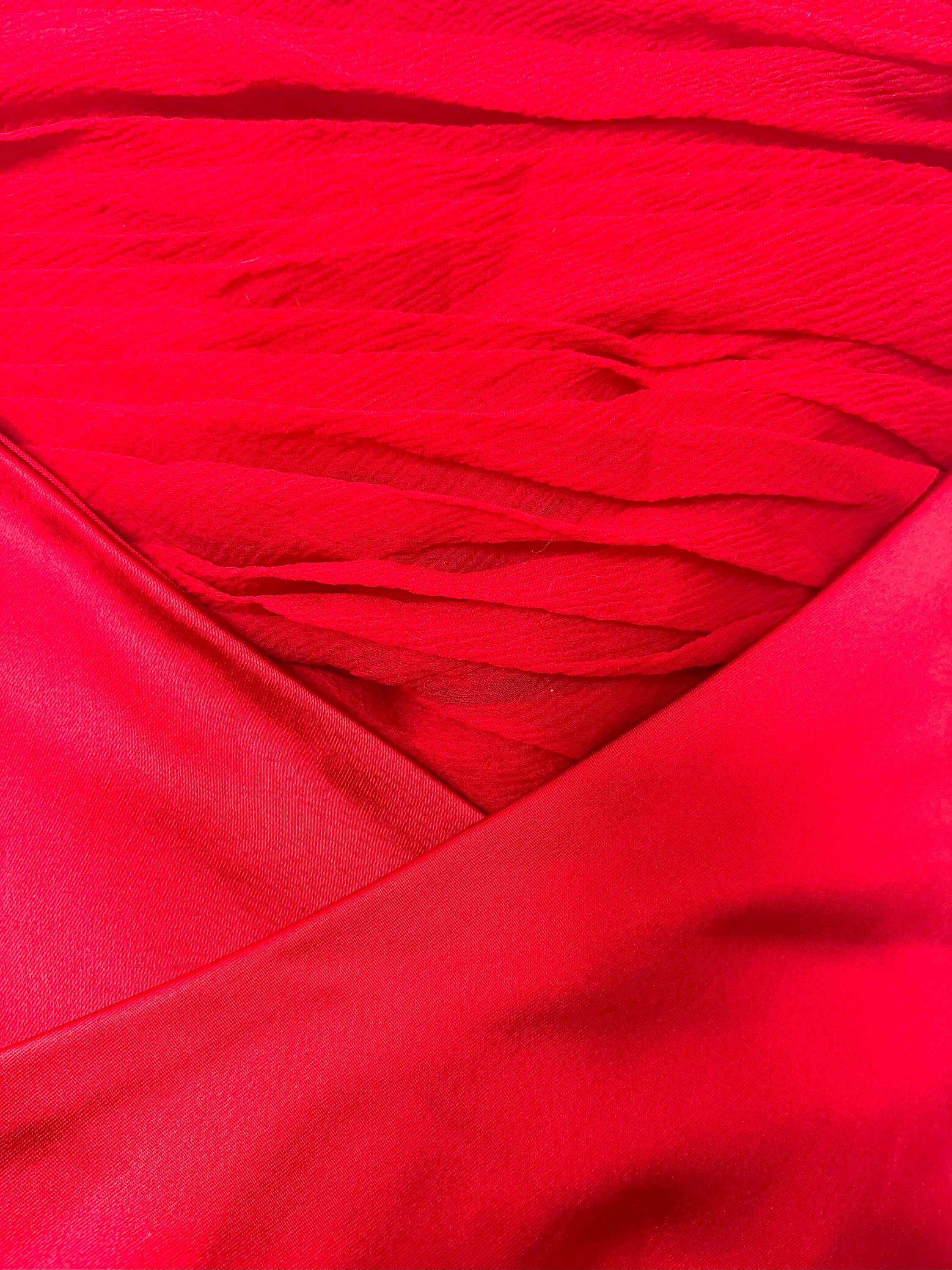 2000s Danes NYC Red Silk Chiffon Gown, Extra Small to Small | Y2k ...