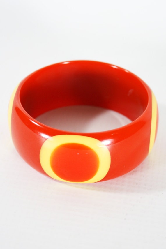 red tomato bakelite bangle - Gem