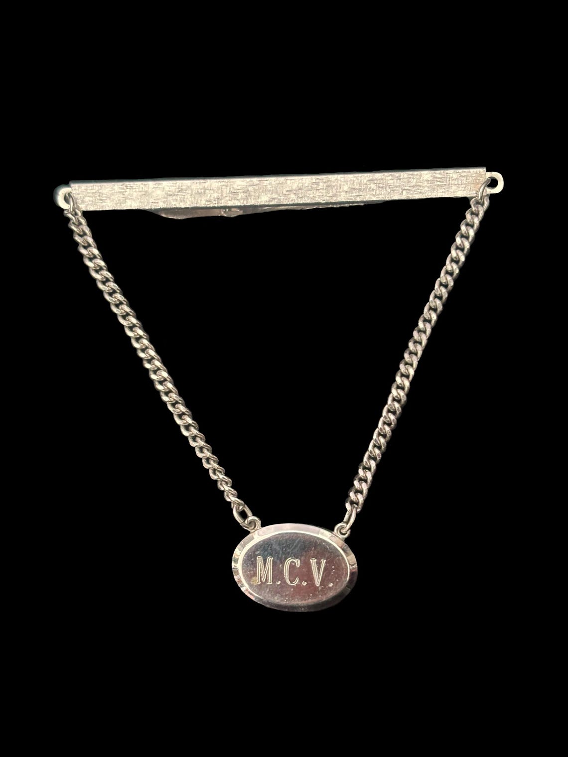 1960s Novelty Silver Tone Monogram MCV Tie Clip, by Anson | 60s Vintage ...