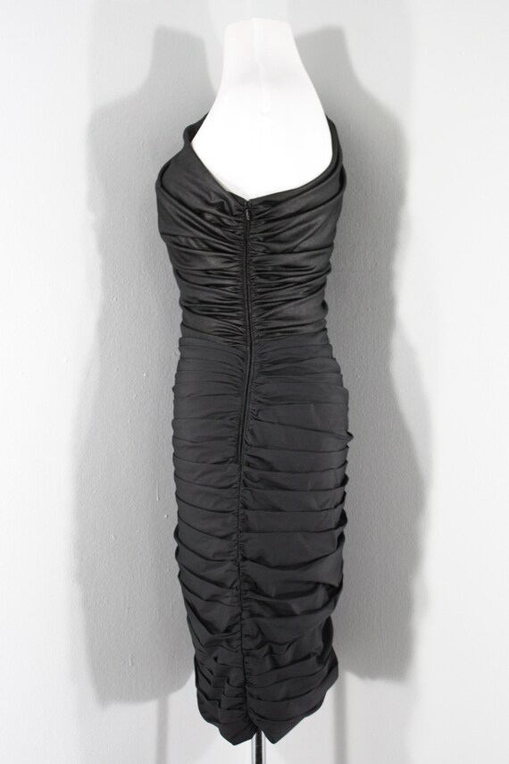 1990s Tadashi Black One Shoulder Cocktail Dress Smal… Gem
