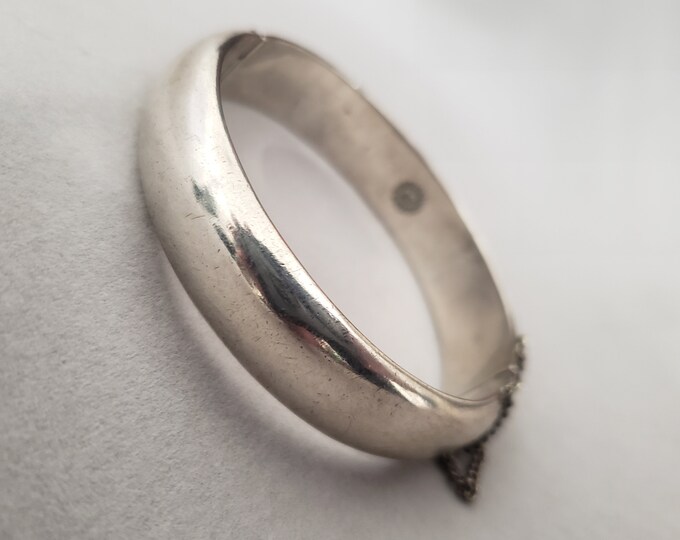 1980s Sterling Silver Hinged Bangle, Made in Mexico | 80s Vintage 925 ...
