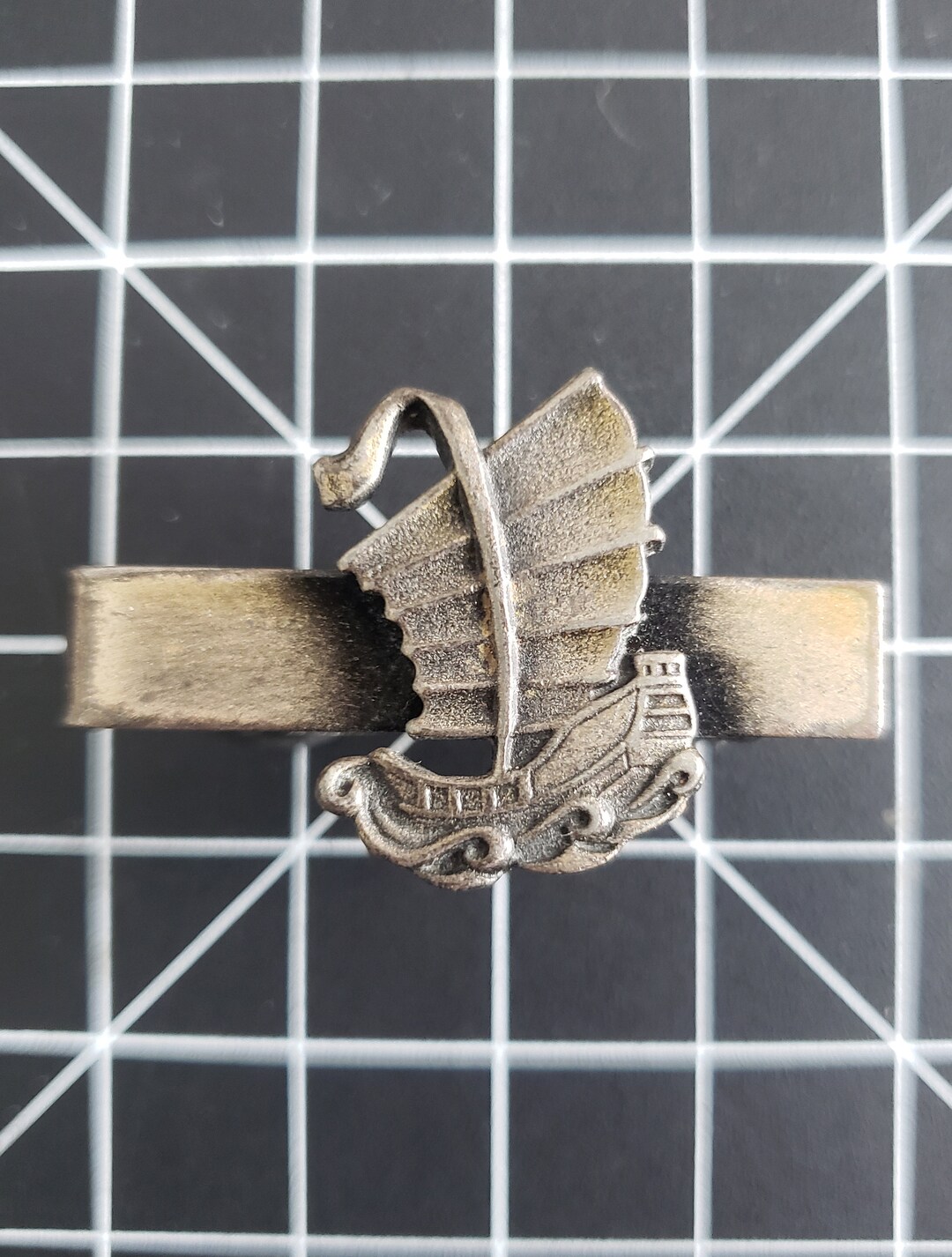 1960s Pewter Ship Tie Clip 60s Vintage Silver Tone Boat Novelty Tie ...