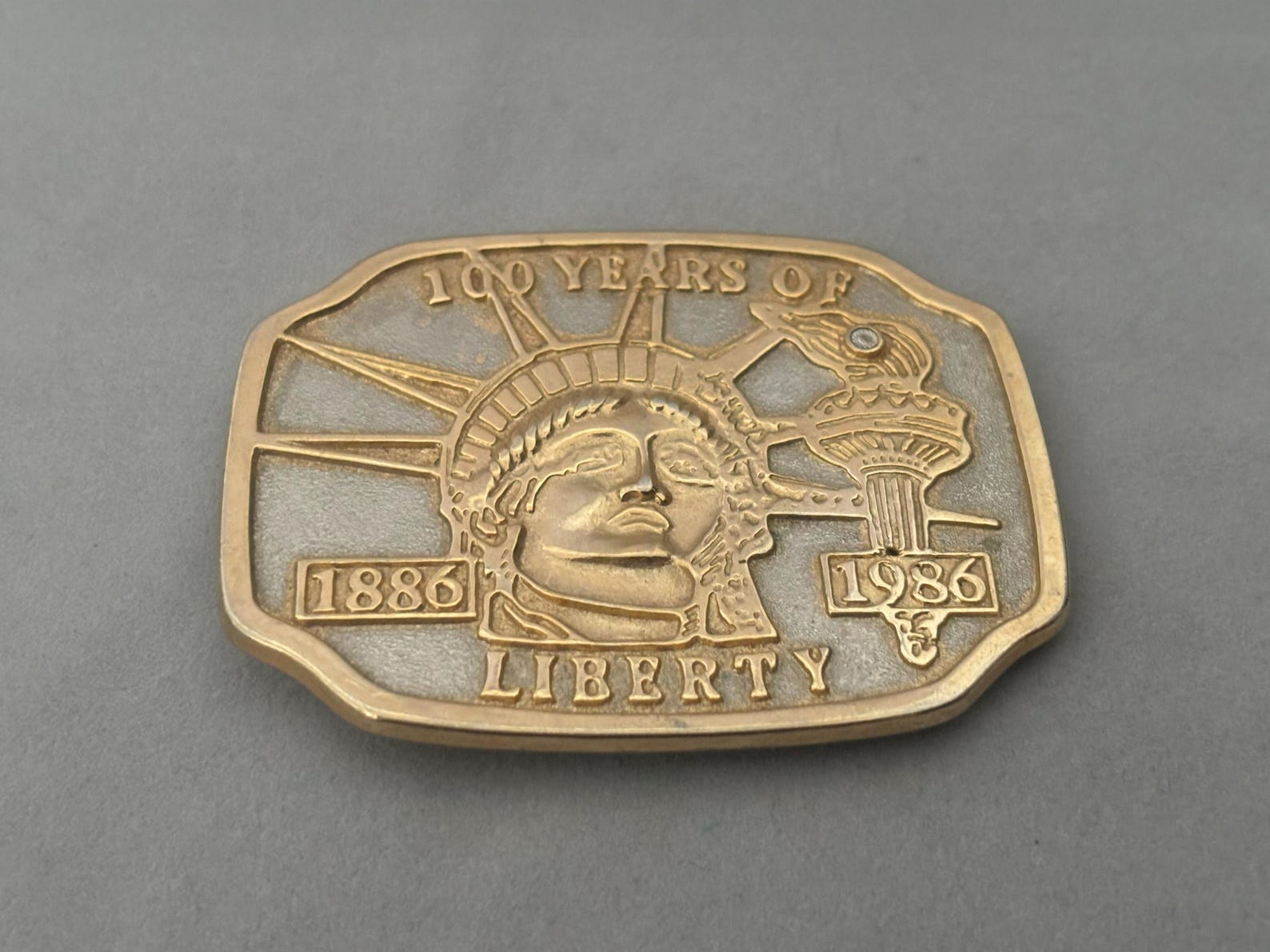 1980s Large Statue of Liberty Anniversary Belt Buckle | 80s Gold Tone ...