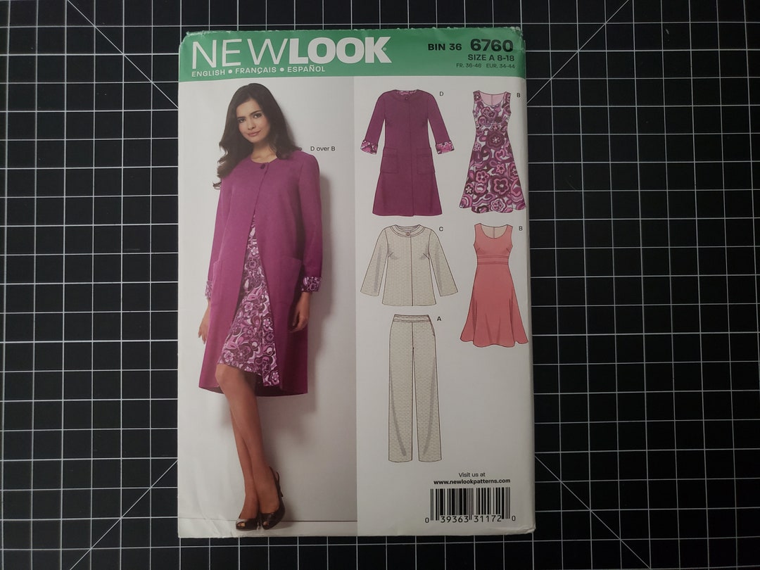 Uncut New Look 6760 Wardrobe Pattern, Sizes 8-10-12-14-16-18, Factory ...