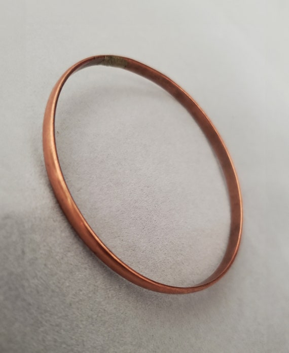 1970s Minimalist Copper Bangle | 70s Vintage Slim Art… - Gem