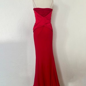 2000s Danes NYC Red Silk Chiffon Gown, Extra Small to Small | Y2k ...