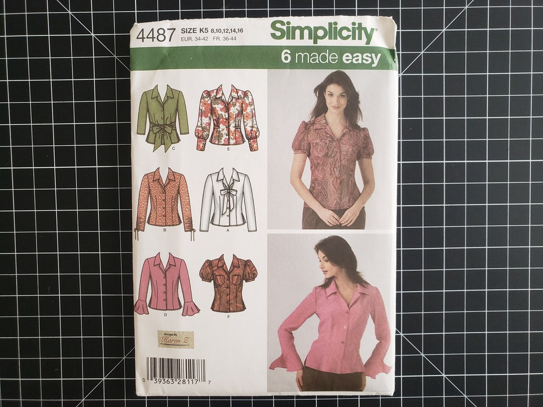 Uncut Simplicity 4487 Blouse Pattern, Sizes 8-10-12-14-16, Factory ...