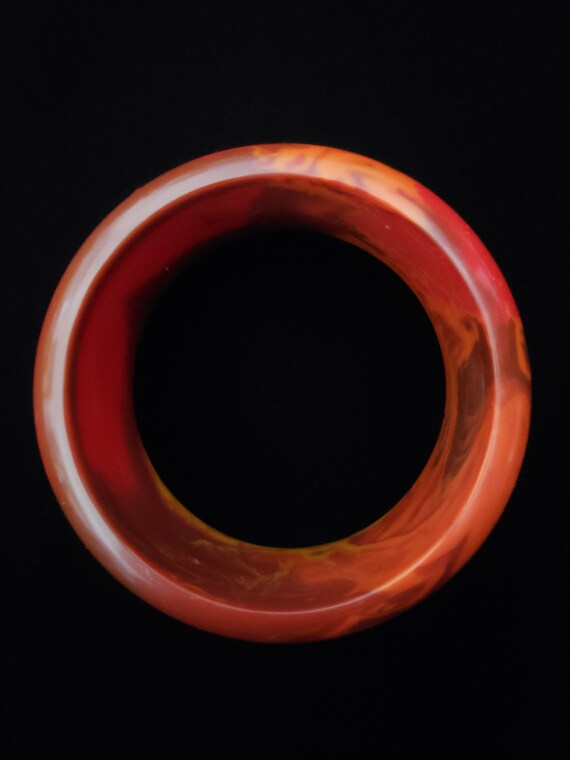 1970s Wide Marbled Plastic "End of Day" Bangle | 70s … - Gem