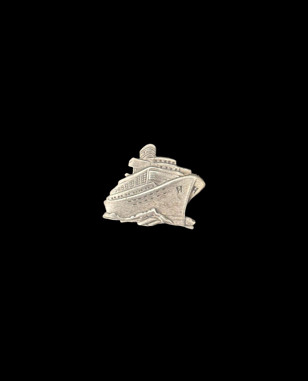 1960s Pewter Cruise Ship Tie Clip | 60s Vintage Silver Tone Boat ...