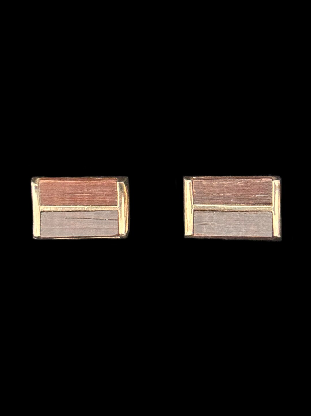 1950s Wood Inlaid Rectangular Cuff Links by Swank | 50s Vintage Gold ...
