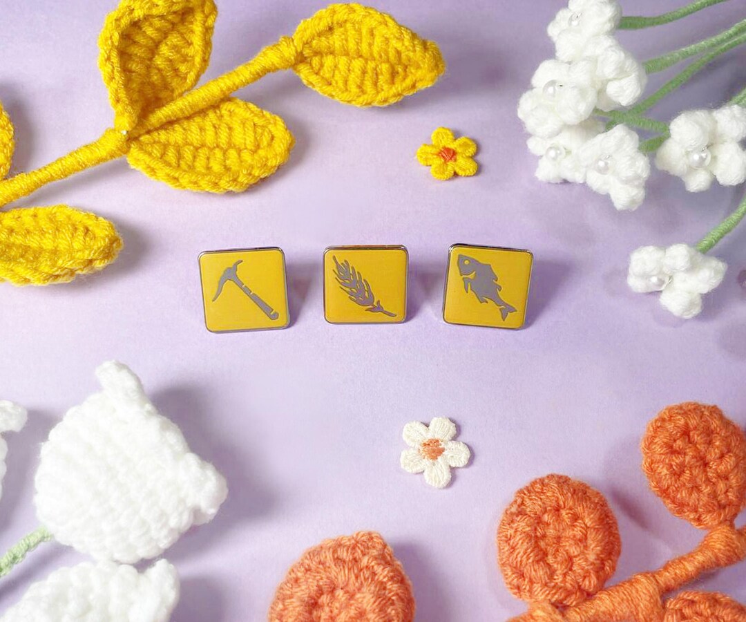 FFXIV Gatherer Job Icon Hard Enamel Pins | Miner Botanist Fisher - Etsy