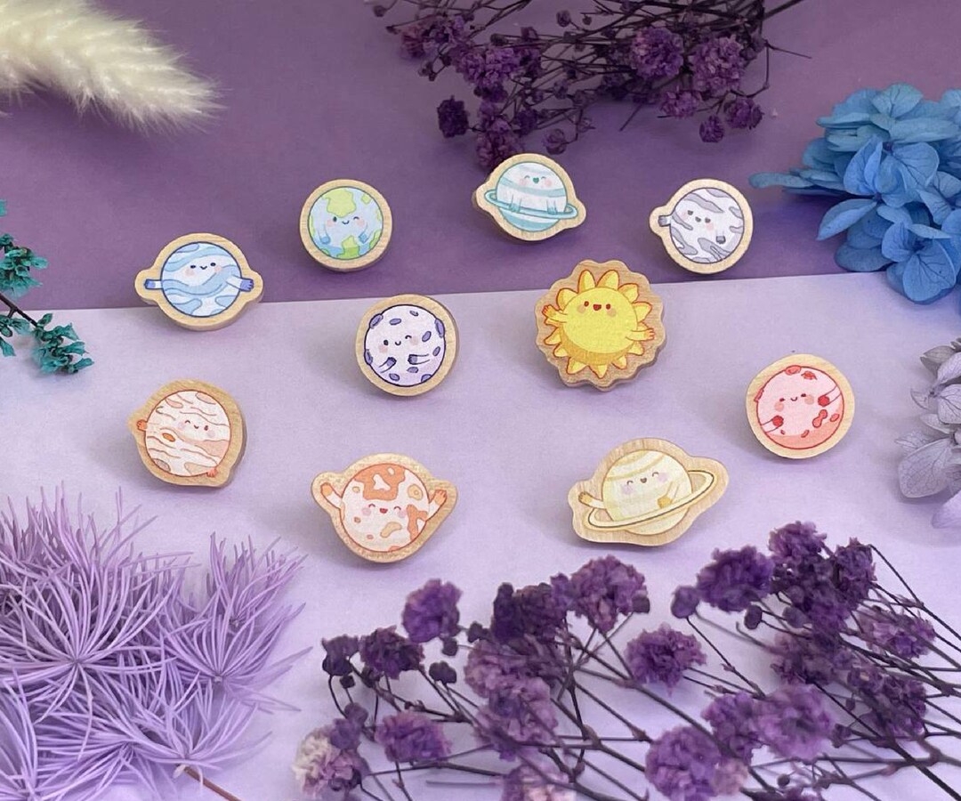 Pocket Planets Space Wooden Pins | Whimsical Dreamy Aesthetic ...