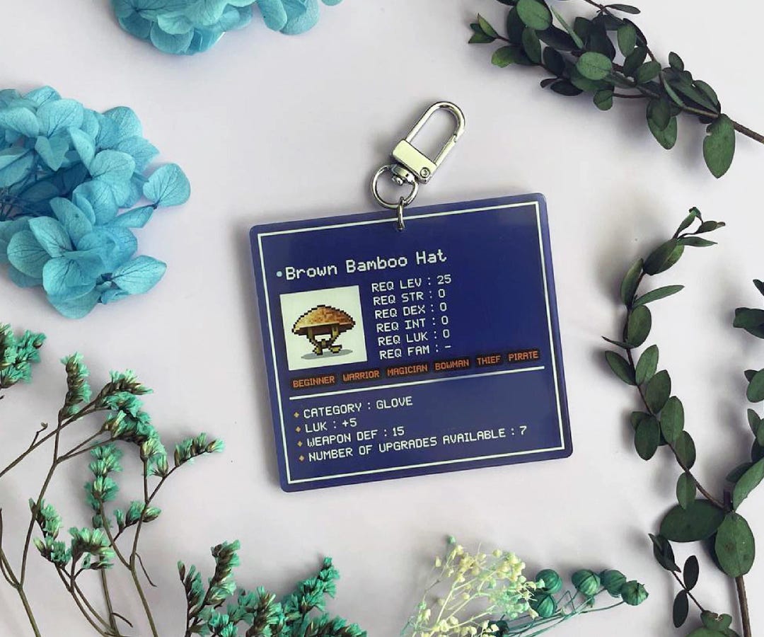 Bamboo Hat Acrylic Keycharms | Pixel Art Illustrations | Maplestory ...