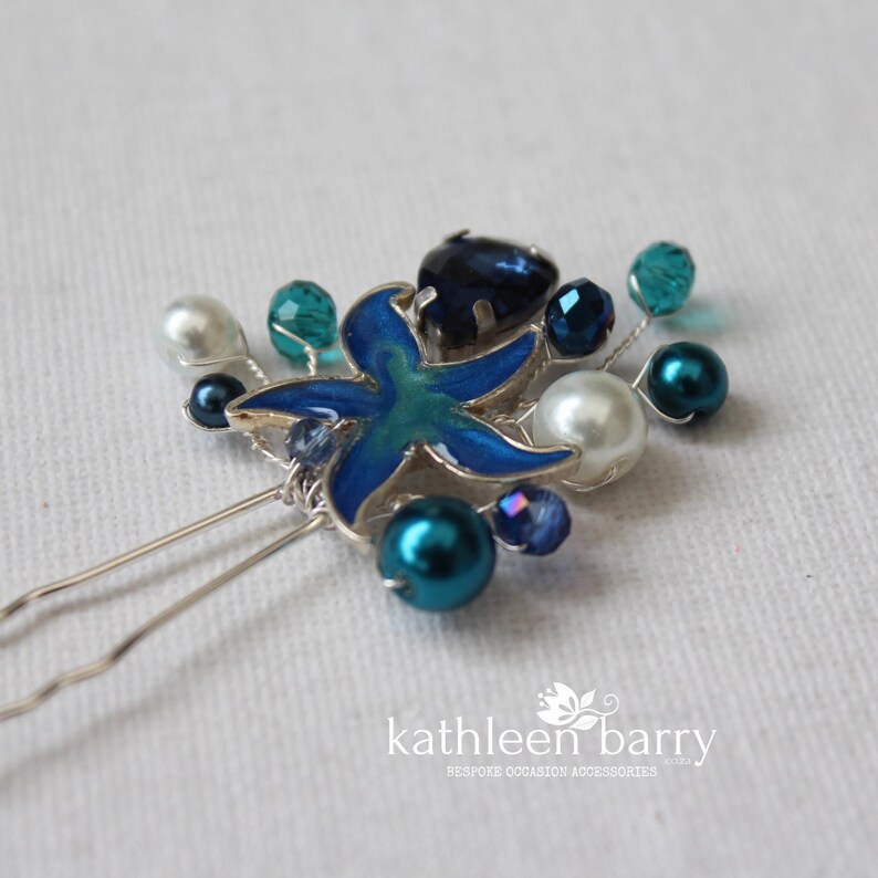 Starfish, Two Tone Resin, Rhinestone & Pearl Hair Pin Beach Destination ...