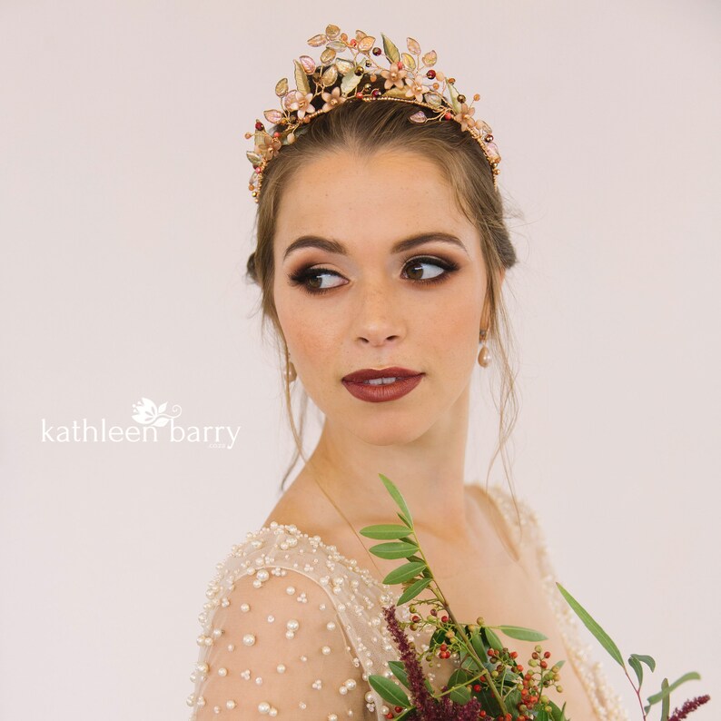 Autumn Fall Wedding Crown Tiara Style Floral Leaf Crown Tones - Etsy