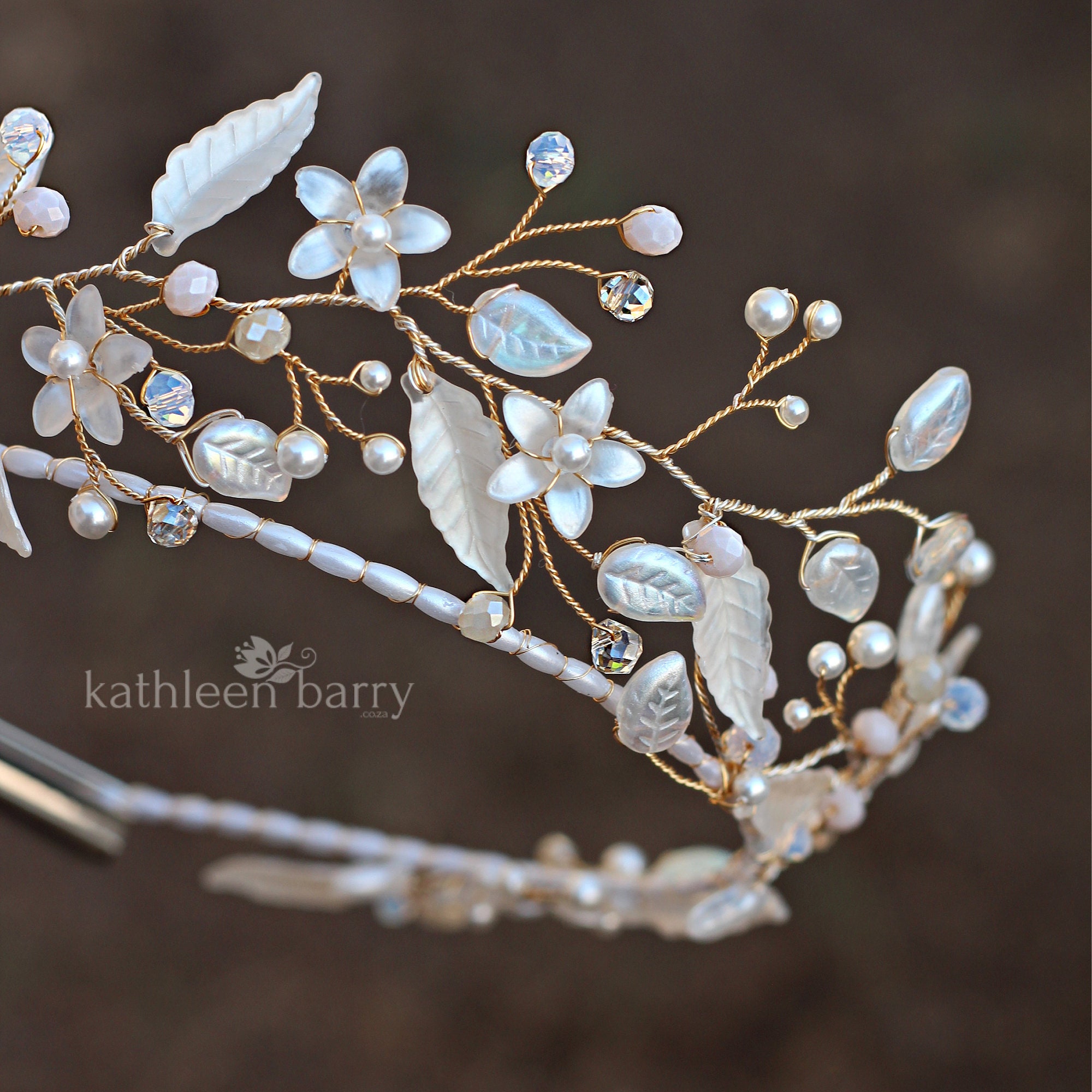 Iridescent Opalescent Floral Leaf Crown Wedding Tiara Color | Etsy