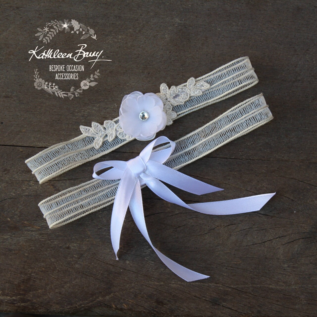 Garter Ivory With Flower Detail and Lace Floral Bridal - Etsy