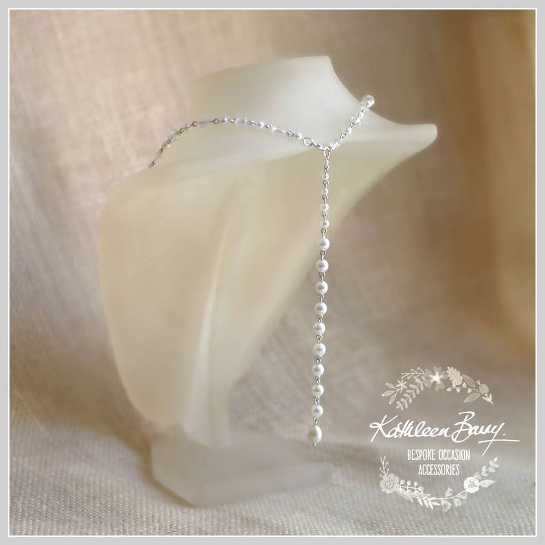 Crystal pearl back drop necklace Available in Silver gold | Etsy