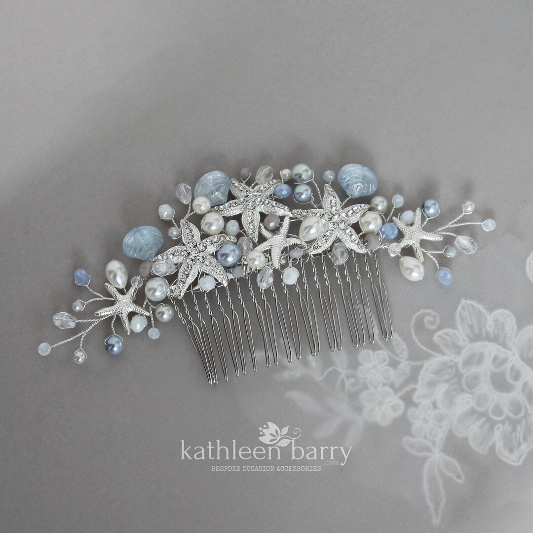 Starfish and Shell Wedding Hair Comb - Sea Star Fish Beach Bridal Hair ...