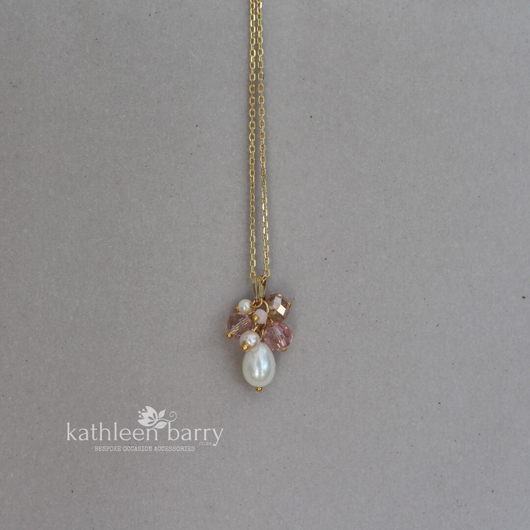 Pearl Drop Cluster Pendent Chain Necklace, - Assorted Custom Colors to ...