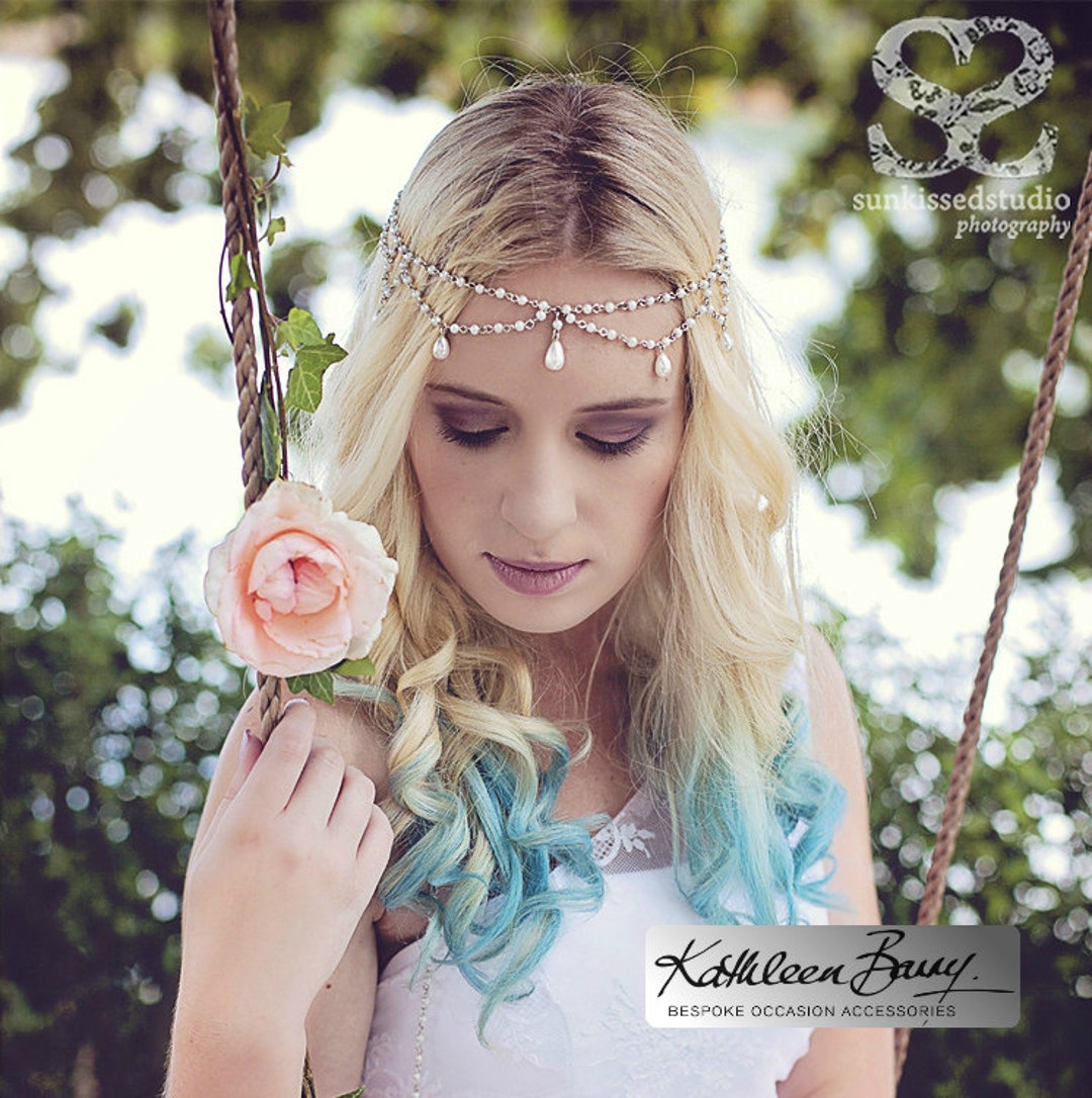 Bohemian Bride Pearl Headpiece Headband Circlet Pearl Drops STYLE ...