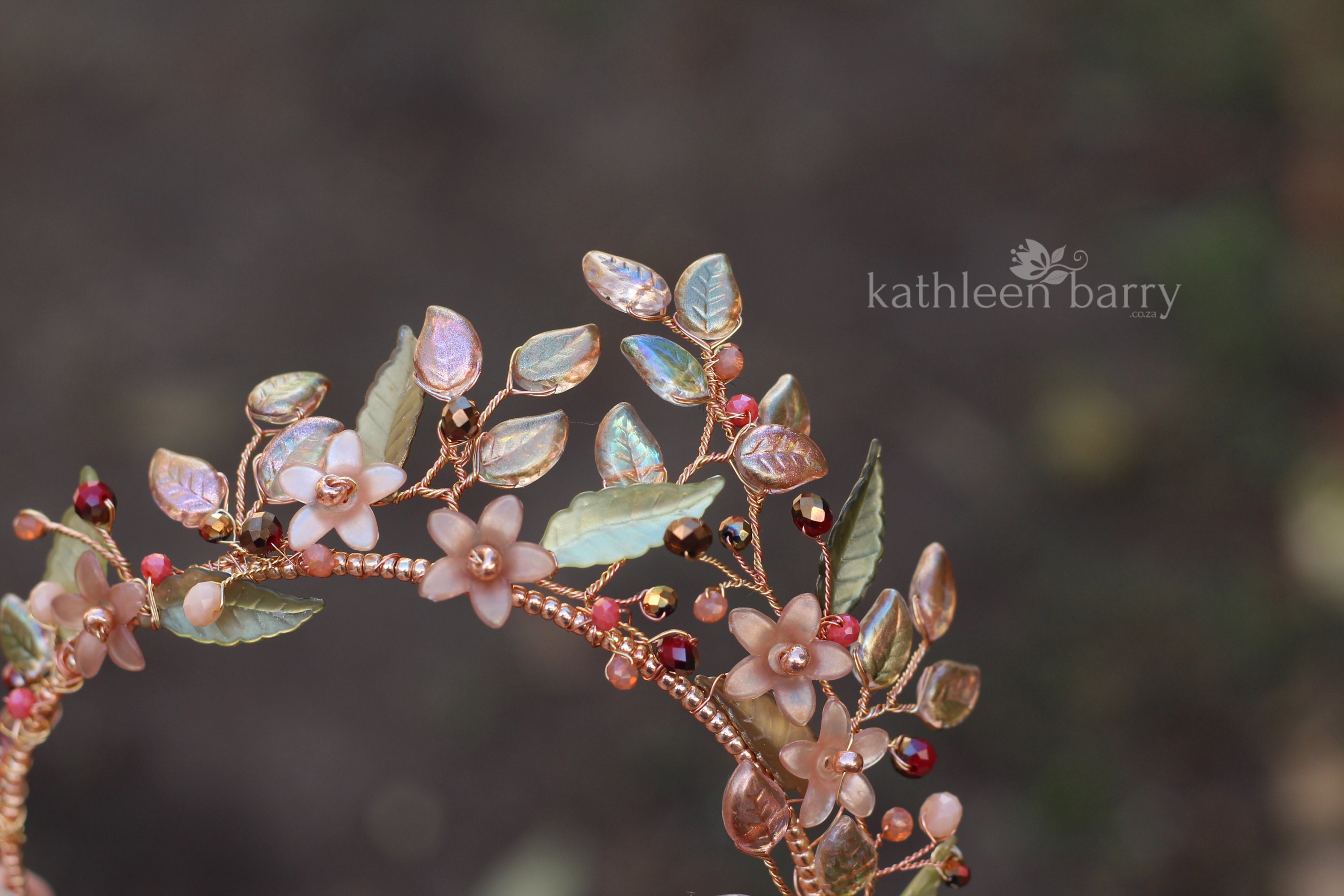 Autumn Fall Wedding Crown Tiara Style Floral Leaf Crown Tones of Warm ...