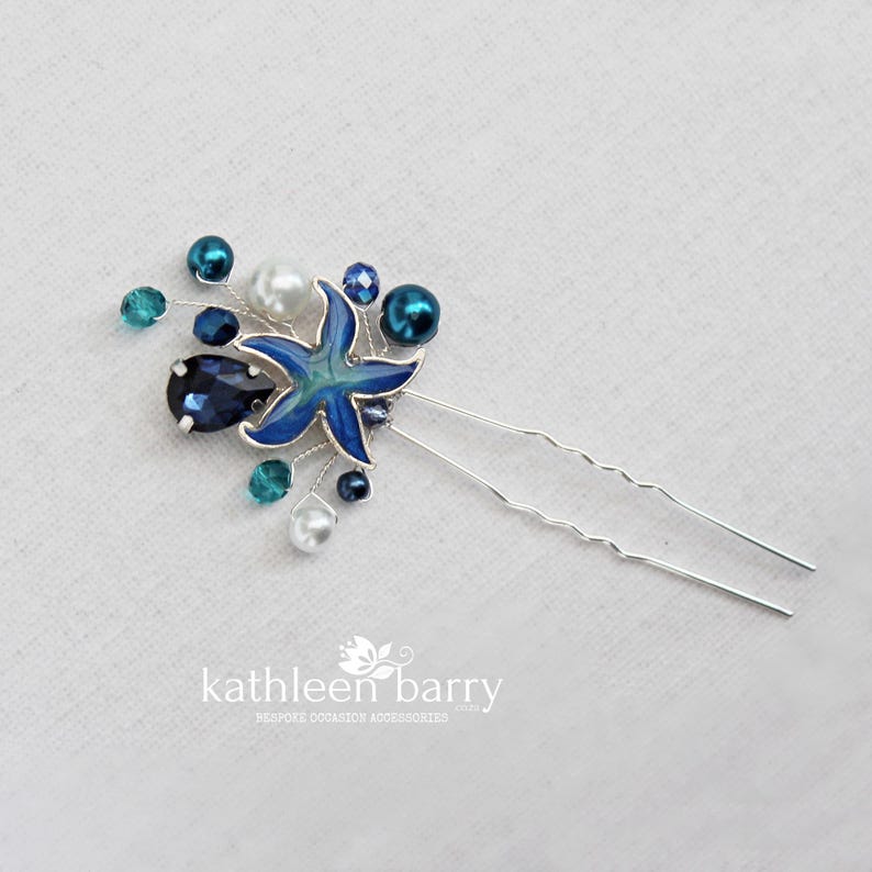Starfish, Two Tone Resin, Rhinestone & Pearl Hair Pin Beach Destination ...