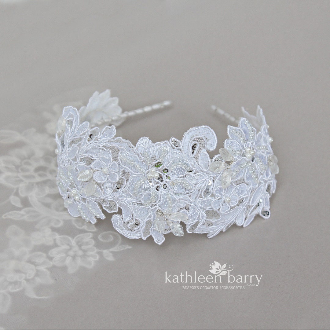 Bridal Lace Headpiece - Head Band - Wedding Headband Bandeau STYLE ...
