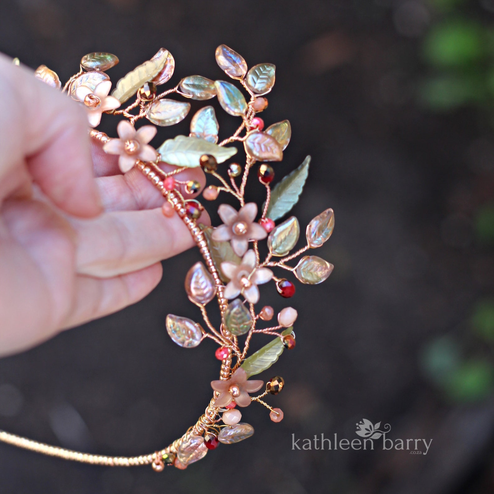 Autumn Fall Wedding Crown Tiara Style Floral Leaf Crown Tones of Warm ...
