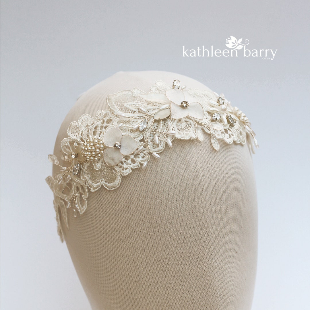 Bridal Lace Headpiece - Head Band - Wedding Headband Bandeau STYLE ...