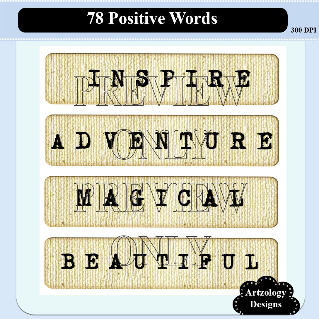 Positive Word Labels Junk Journal Ephemera No 133 - Etsy Canada