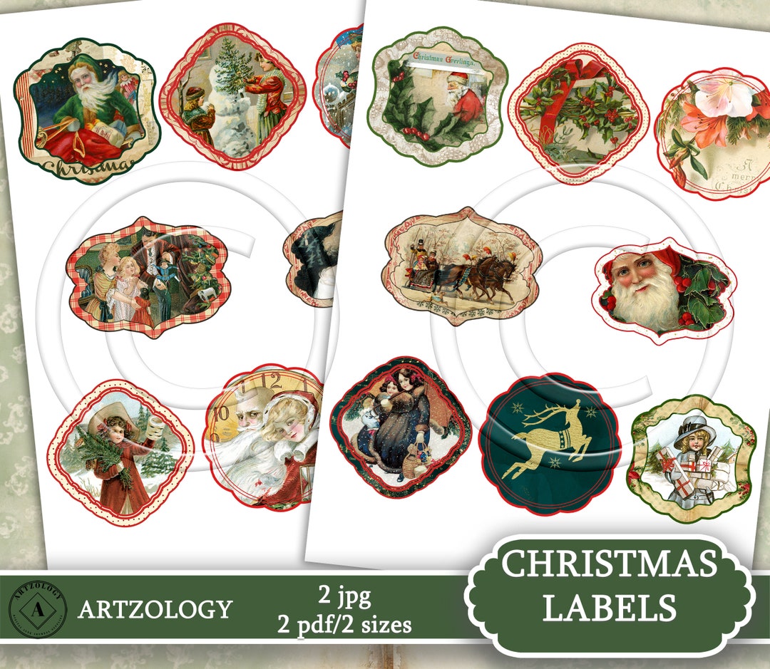 Christmas Labels, Junk Journal, Printable Ephemera, No. 584 - Etsy