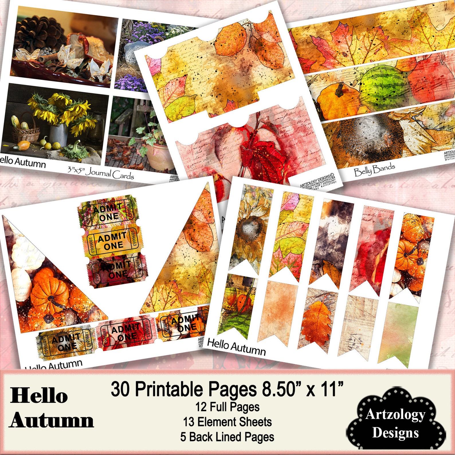 30 Pg Hello Autumn Journal Kit Printable Ephemera Digital - Etsy