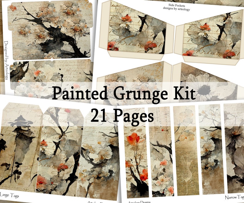 PAINTED GRUNGE Kit Digital Download Printables for - Etsy