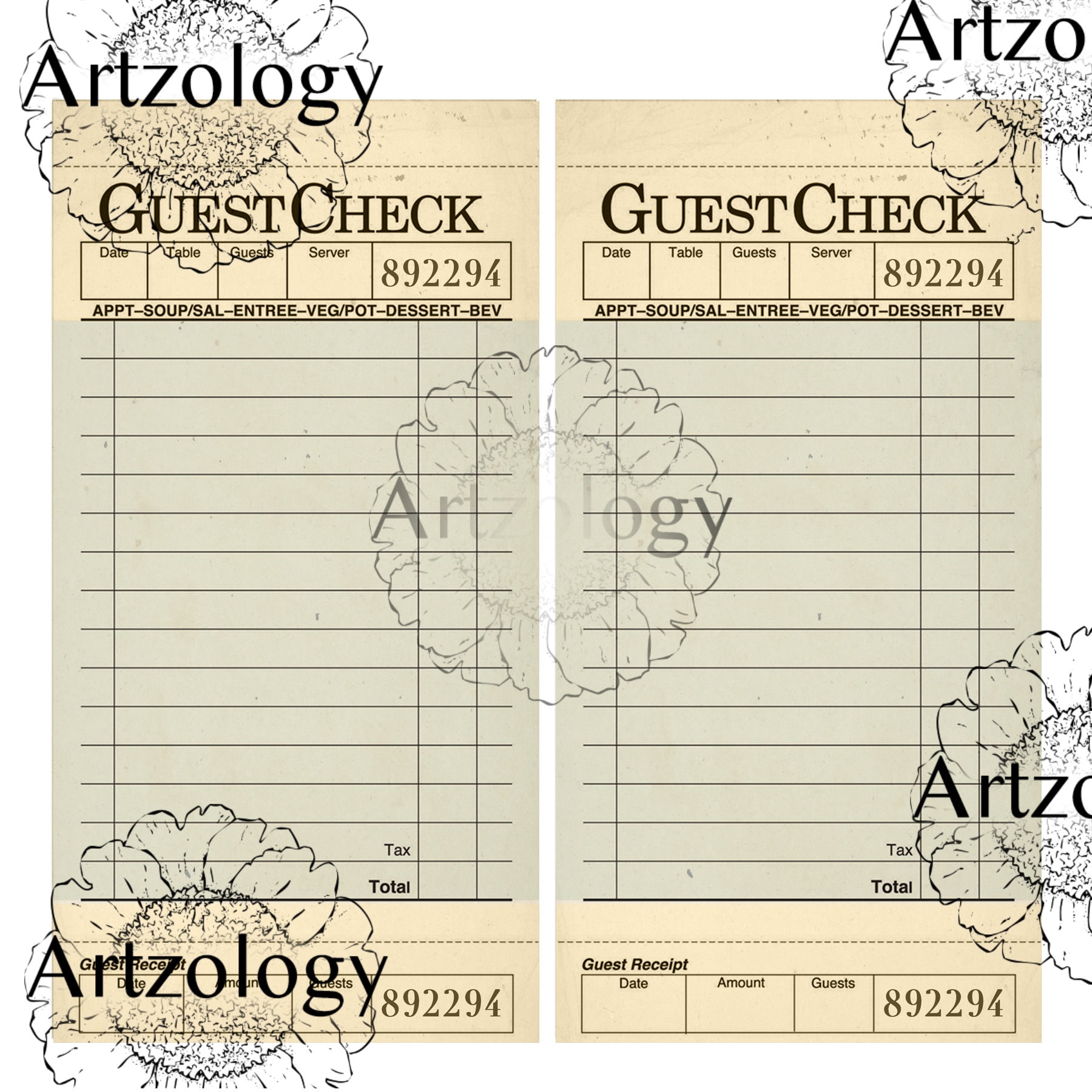 Vintage Guest Checks Large 4 X 7.75 No. 160 | Etsy
