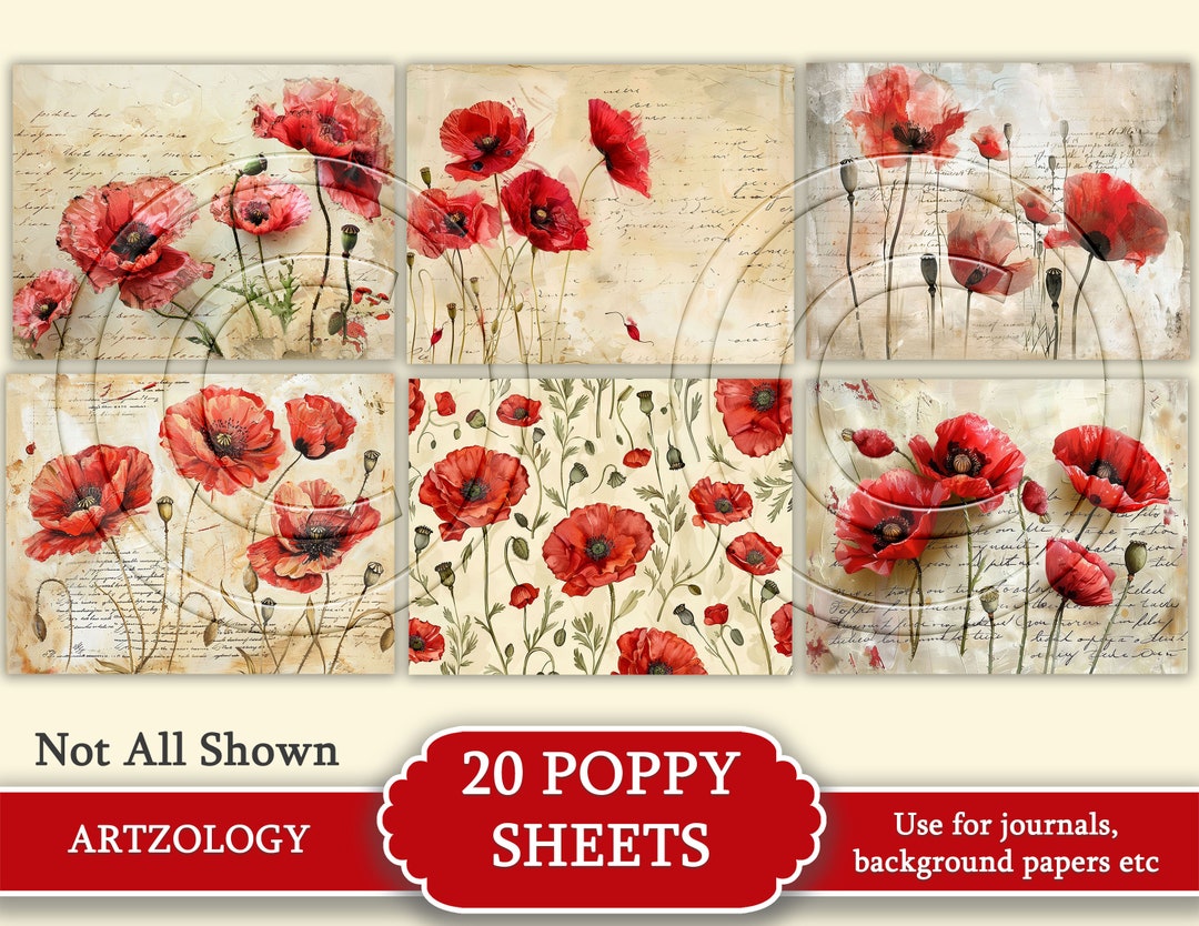 20 Poppy Sheets, Printable Journal Sheets, No. 875 - Etsy Canada